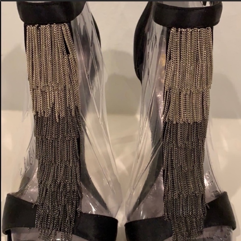 Lamb Yoyo Heels Gwen Stephanie Black/Satin Sz 8.5 - Gem